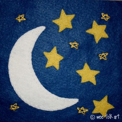 Moon and Stars Applique Block – Wee Folk Art